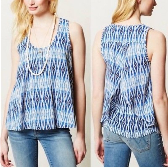 Anthropologie | Tops | Anthropologie Meadow Rue Merlon Ikat Tank Blue ...